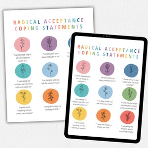 Radical Acceptance Coping Statements, CBT Print, DBT Skills, Therapy ...