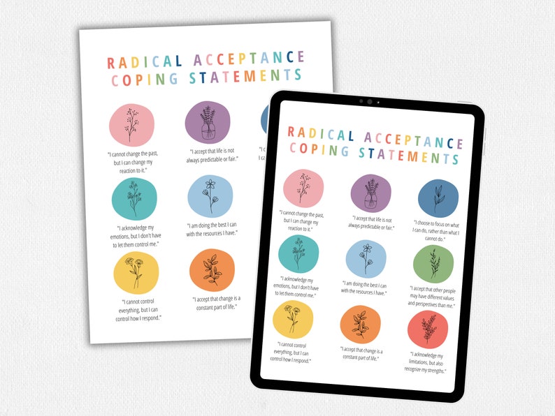 Radical Acceptance Coping Statements, CBT Print, DBT Skills, Therapy ...