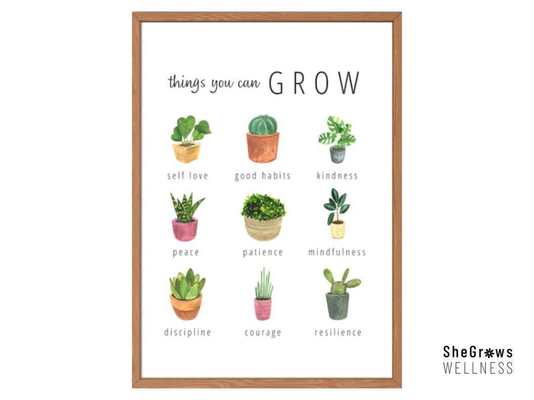 Things You Can Grow, Mental Health Print, Mindfulness, Therapy Office ...