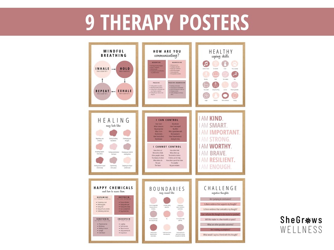 Mental Health Bundle, Coping Skills, Therapy Office Decor, Boundaries ...