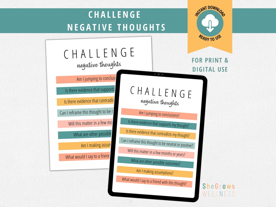 Challenging Negative Thoughts, Therapy Office Decor, Therapist, Social ...