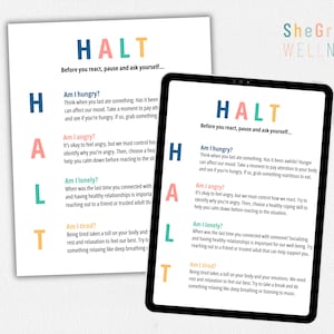 DBT HALT Technique, Coping Skills, Therapy Office Decor, Mental Health ...