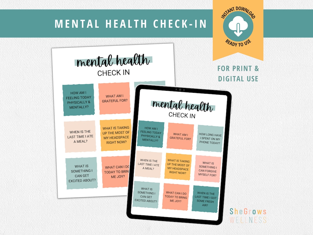 Mental Health Check In, Therapy Office Decor, Self-care Poster ...