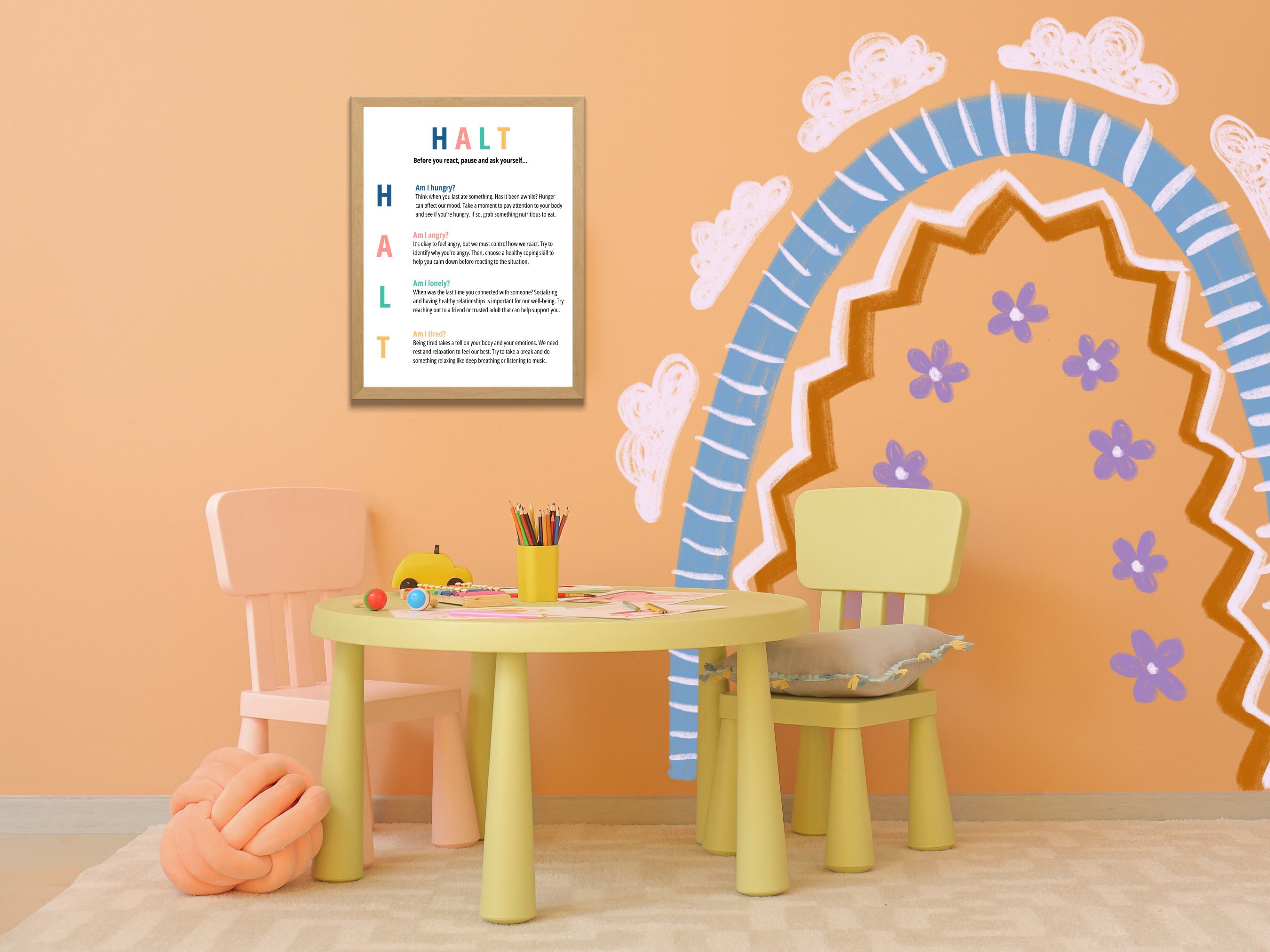 DBT HALT Technique, Coping Skills, Therapy Office Decor, Mental Health ...