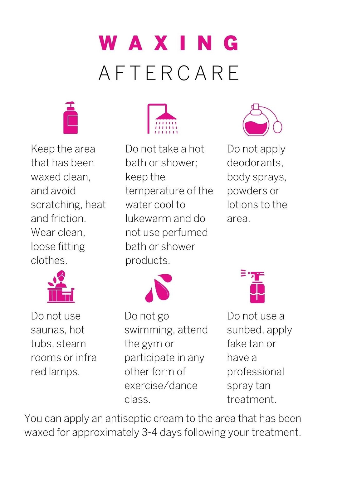 Waxing Aftercare Template, Beauty Therapist, Edit in Canva - Etsy
