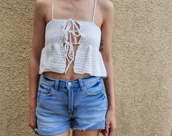 Tie-front Triangle Crochet Top Pattern - Etsy UK