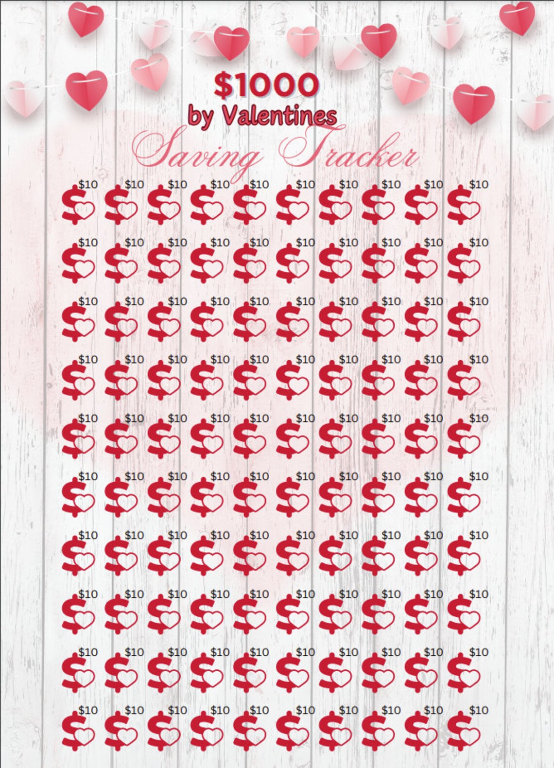 Savings Tracker -500,1000,2000,5000 - Etsy