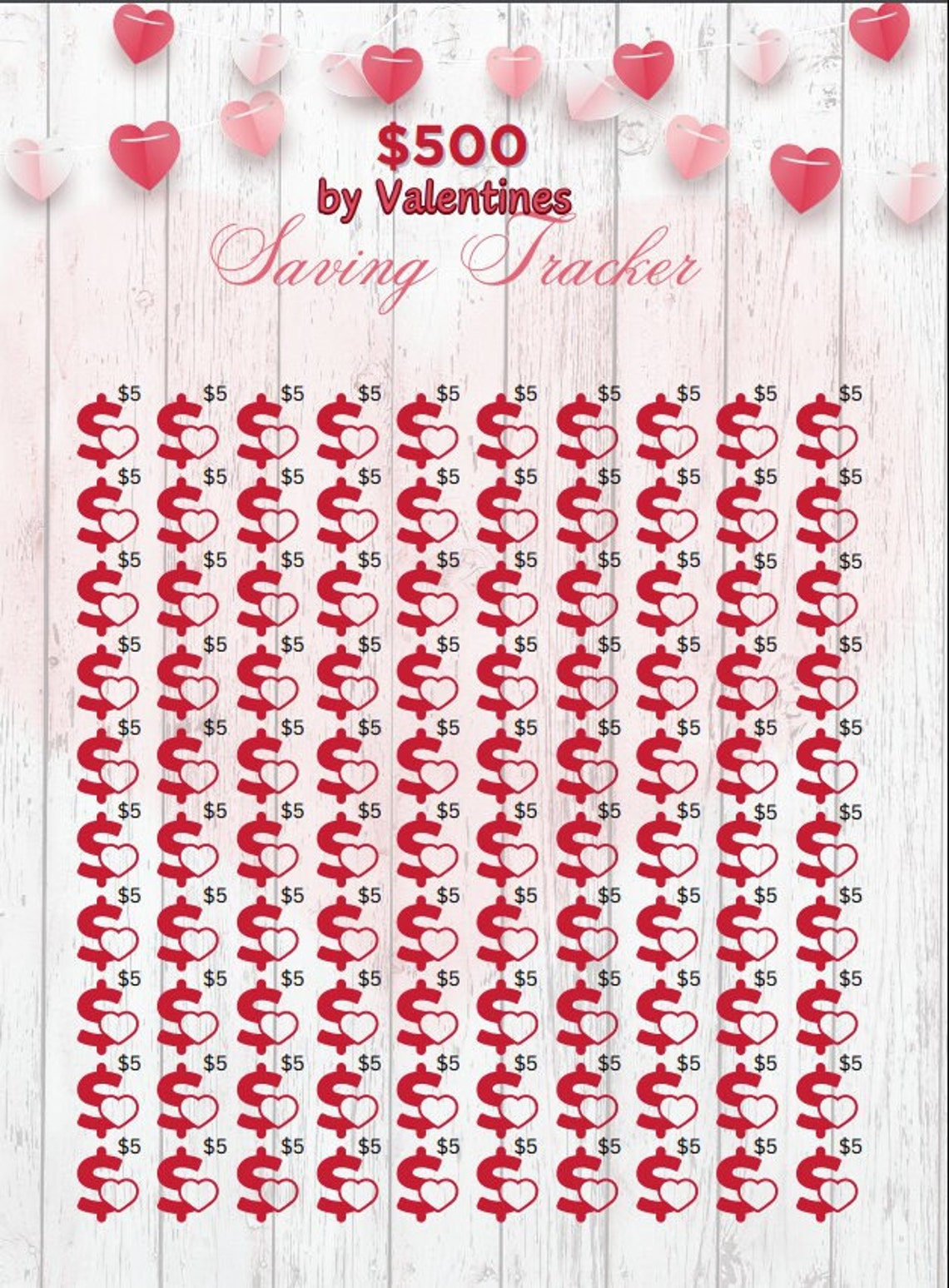 Savings Tracker -500,1000,2000,5000 - Etsy