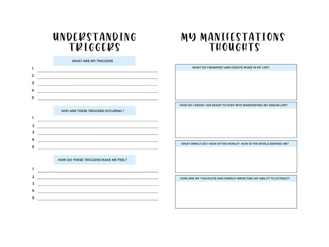 Therapy Journal Worksheets Mental Health Self Care Planner | Etsy