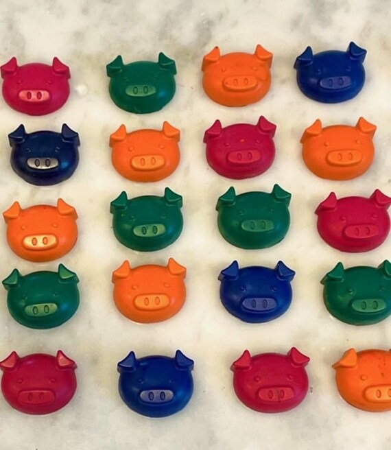 Pig Crayons Pig Party Favors First Birthday Party Pig Theme | Etsy