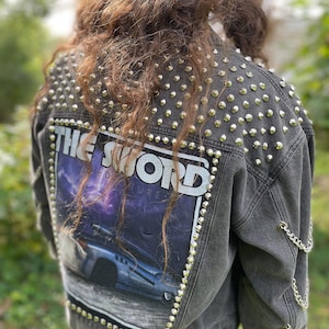 The Sword Handmade Silver Studded Battle Jacket Jean Jacket - Etsy