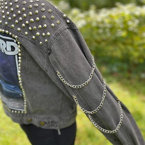 The Sword Handmade Silver Studded Battle Jacket Jean Jacket - Etsy