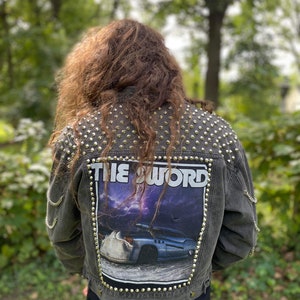 The Sword Handmade Silver Studded Battle Jacket Jean Jacket - Etsy