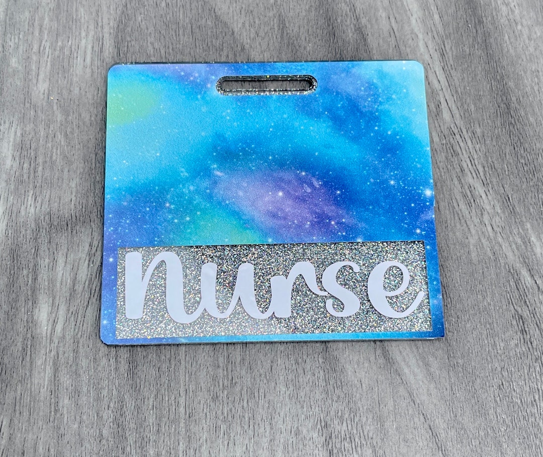 Glitter Galaxy Badge Buddy Personalized Badge Buddy Space - Etsy