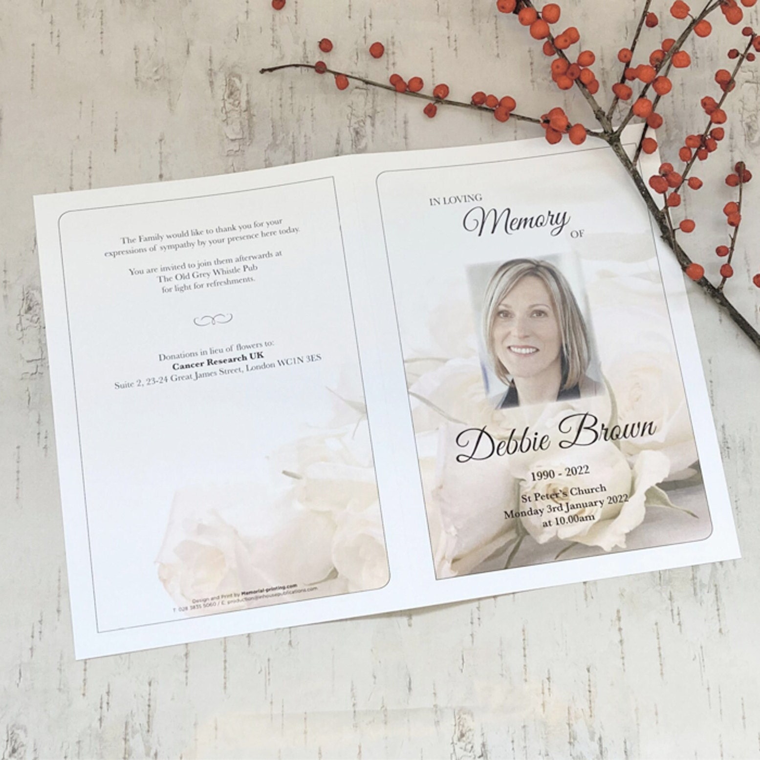 Funeral Program / Order of Service / Memorial Service / - Etsy