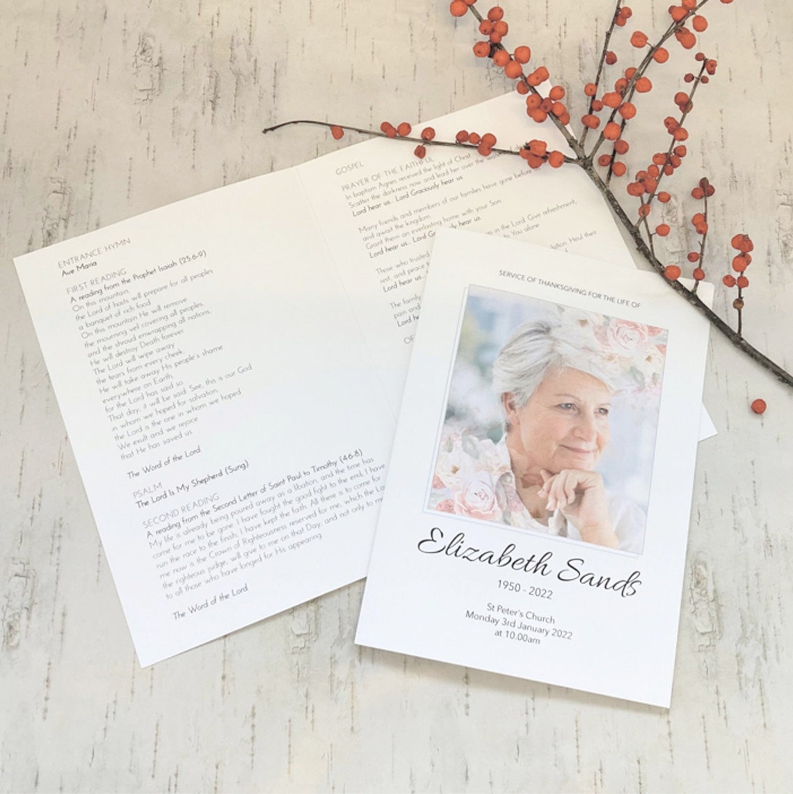 Funeral Program / Order of Service / Memorial Service / Celebration of ...