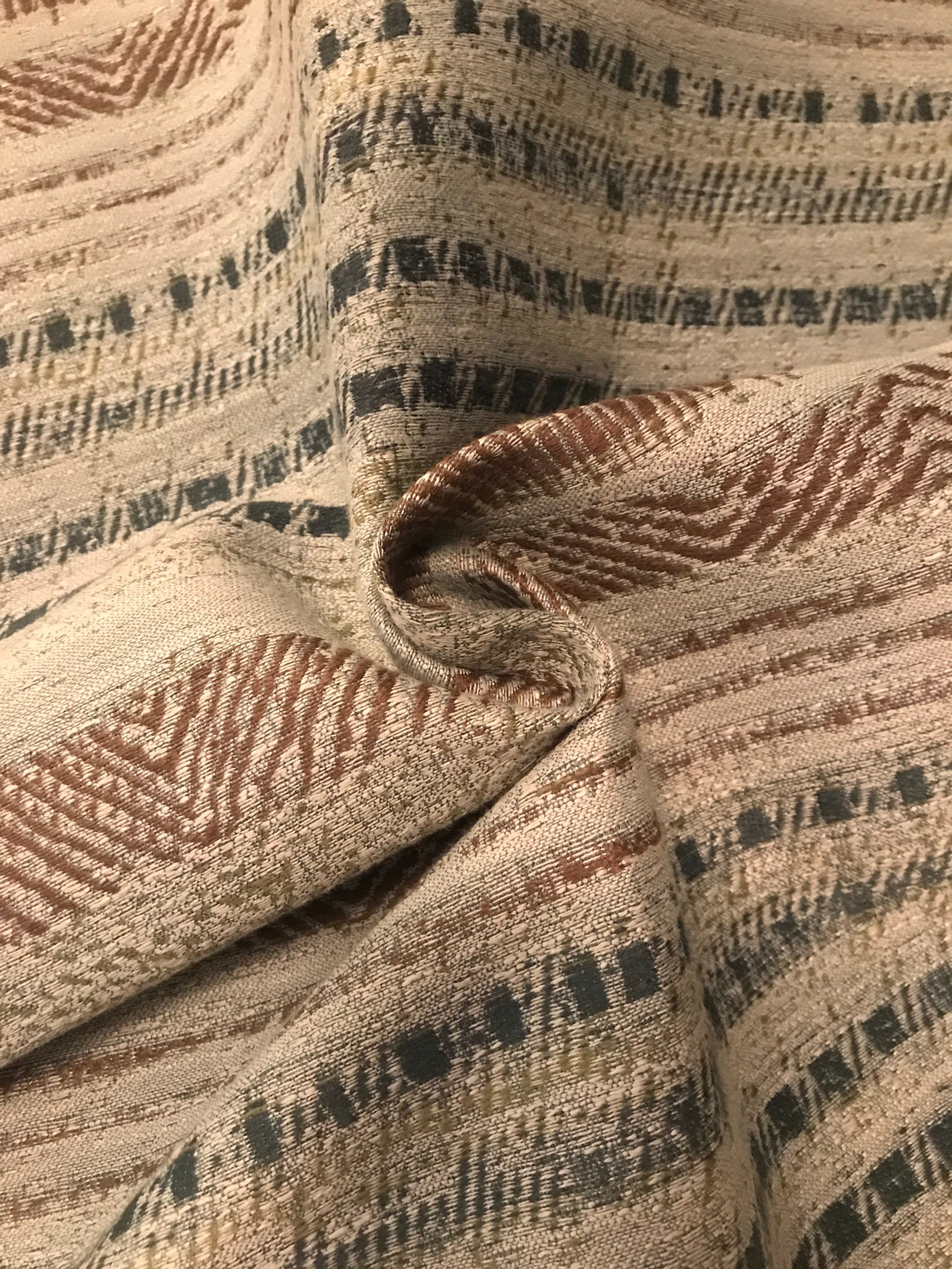 Crypton Fabric Sample: Stain Resistant Abstract Stripes, Aqua & Brown ...