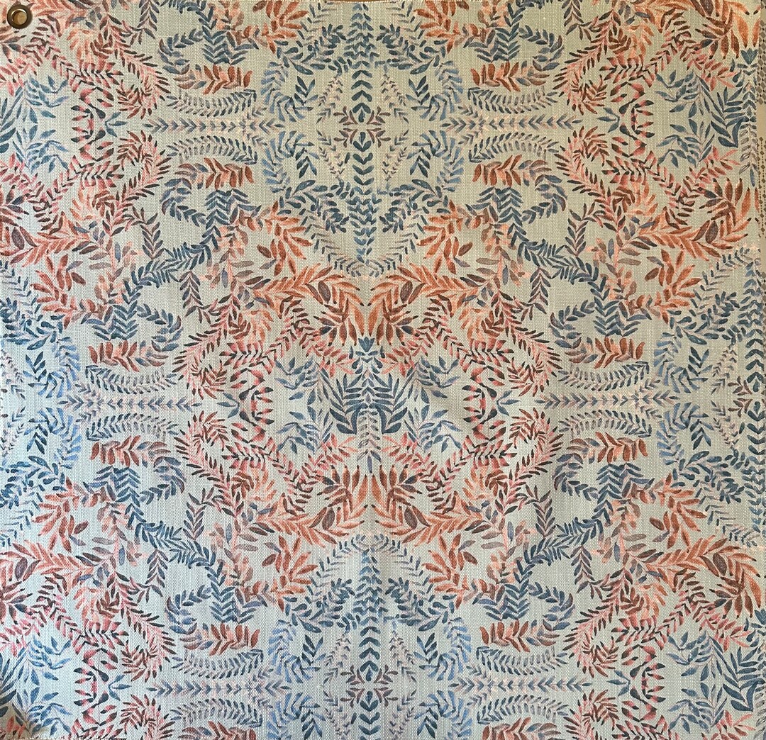 Vine Pattern Fabric Sample, Blue Pink, Cotton Linen, Pillows Cushion ...