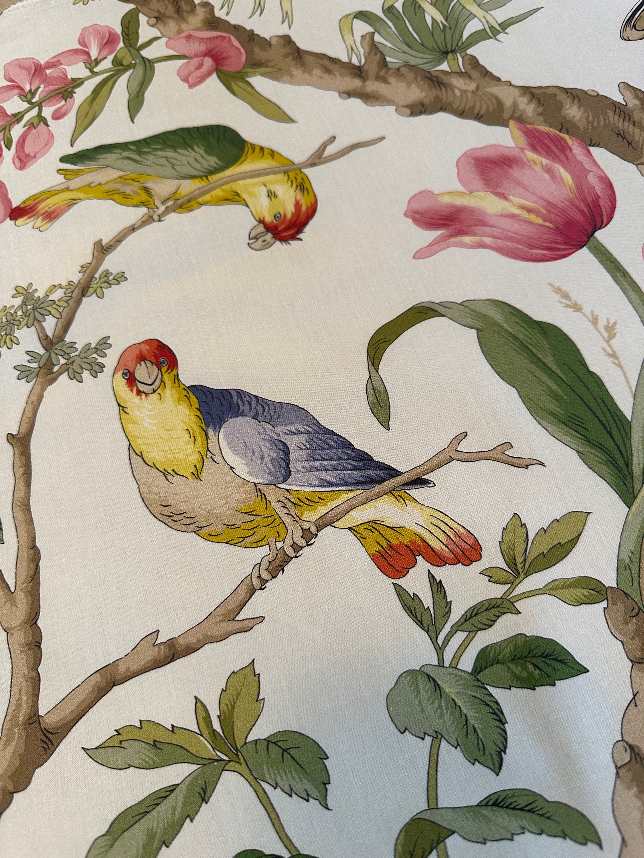 Scalamandré Belize Fabric Sample, Birds Tropical Flowers, Cotton ...