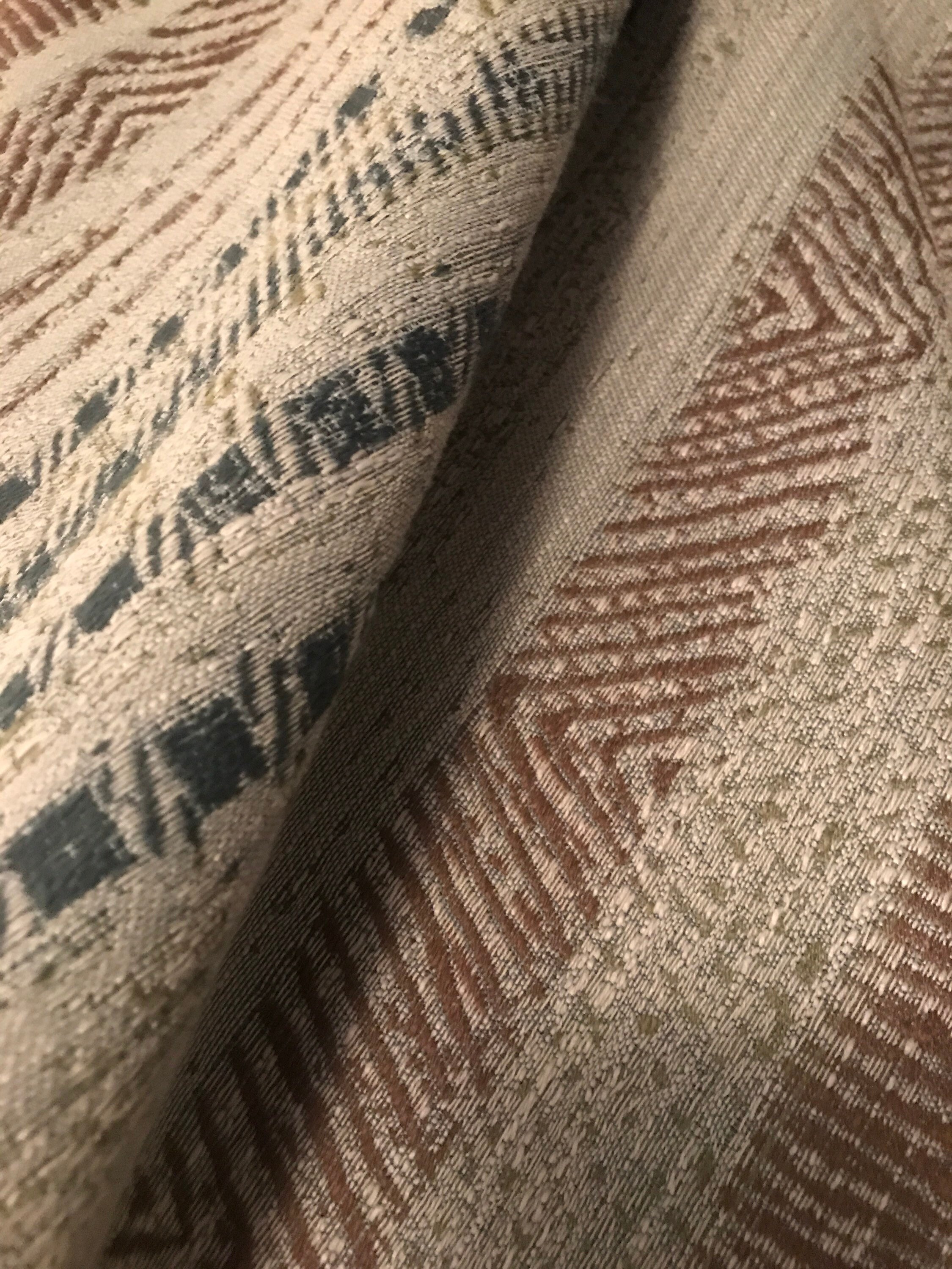 Crypton Fabric Sample: Stain Resistant Abstract Stripes, Aqua & Brown ...