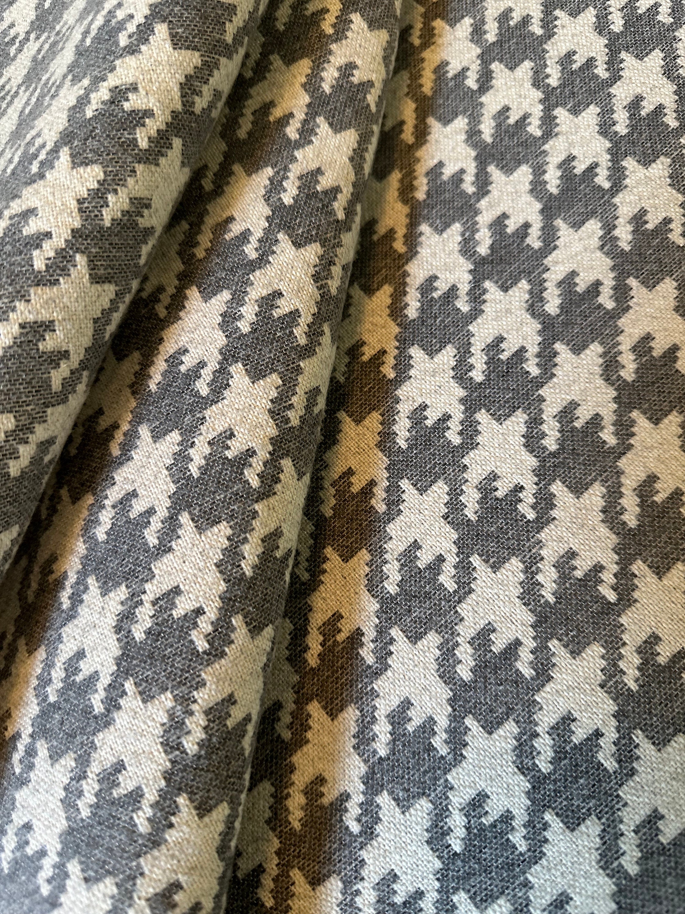 Houndstooth Pattern Fabric Sample, Grey, Stain Resistant, Easy Clean ...