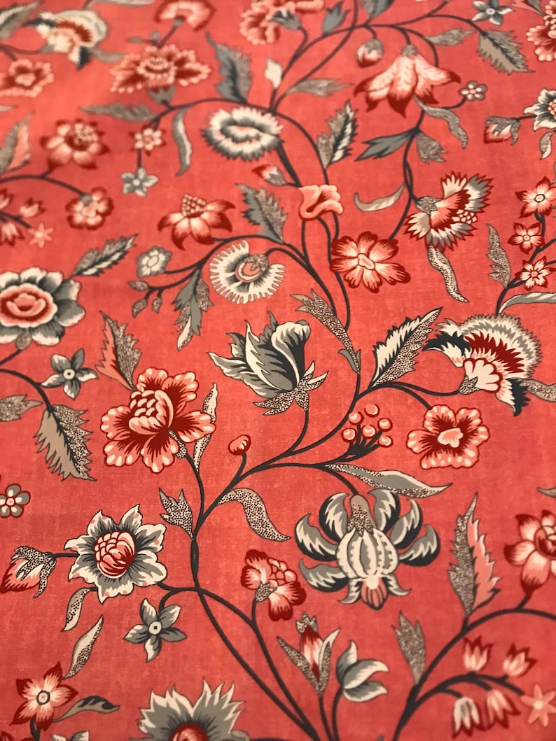 Jacobean Floral Fabric Sample: High-end Cotton Quilting Square - Etsy