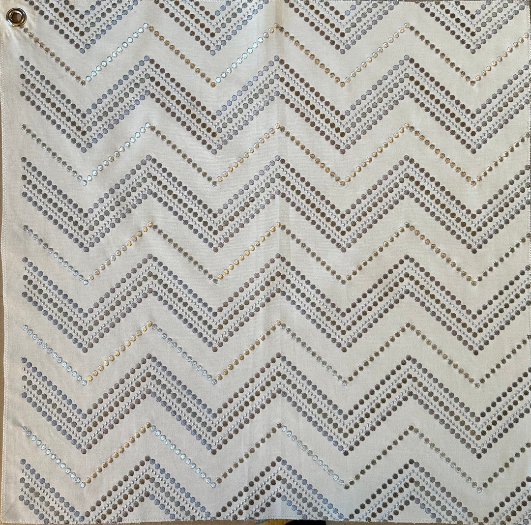 Candice Olson Fabric Sample: Embroidered Metallic Zig Zag, Gray Silver ...
