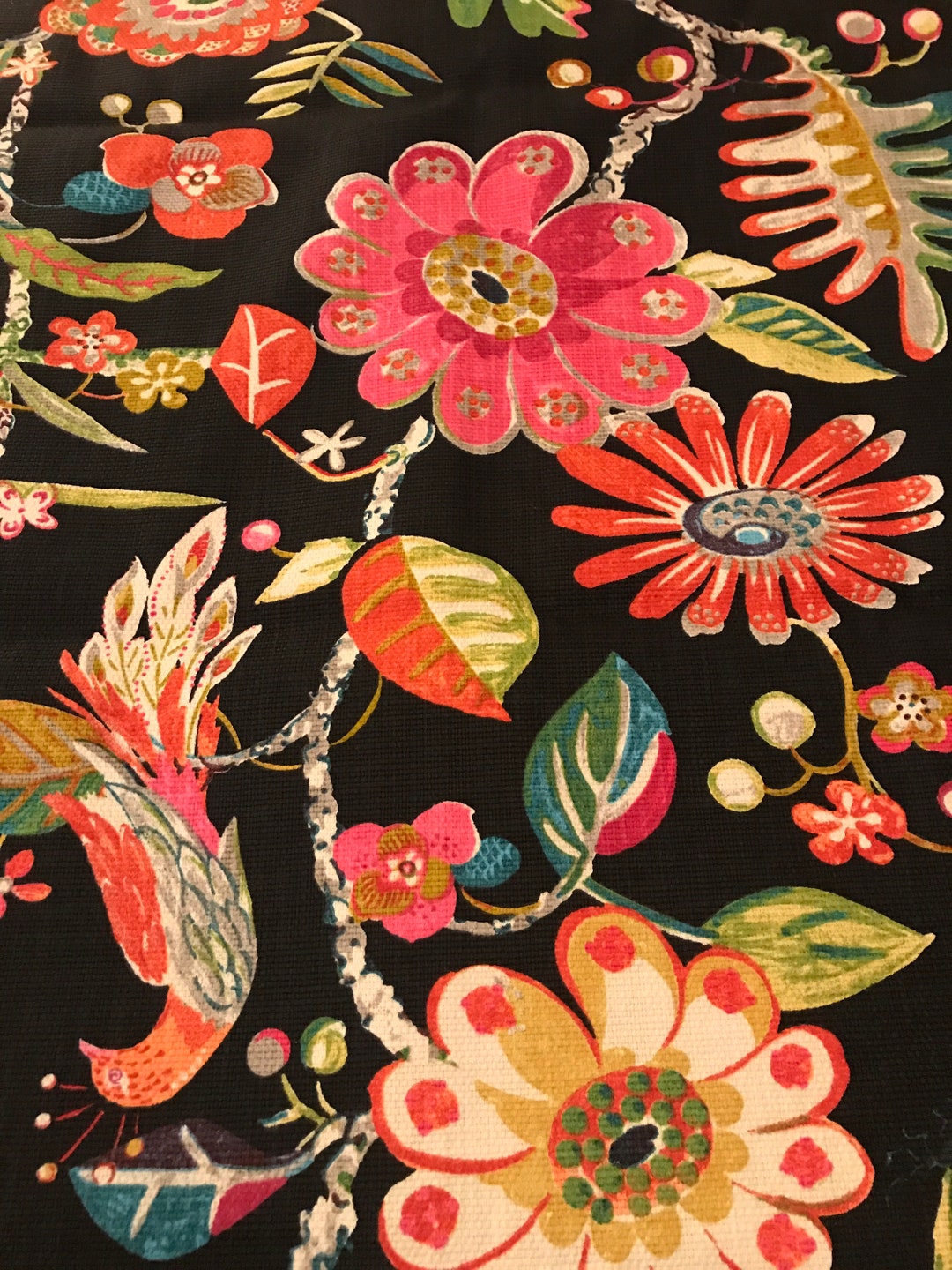 Bold Floral Fabric Remnant, Tropical Colors, Crafts Sewing Quilting ...