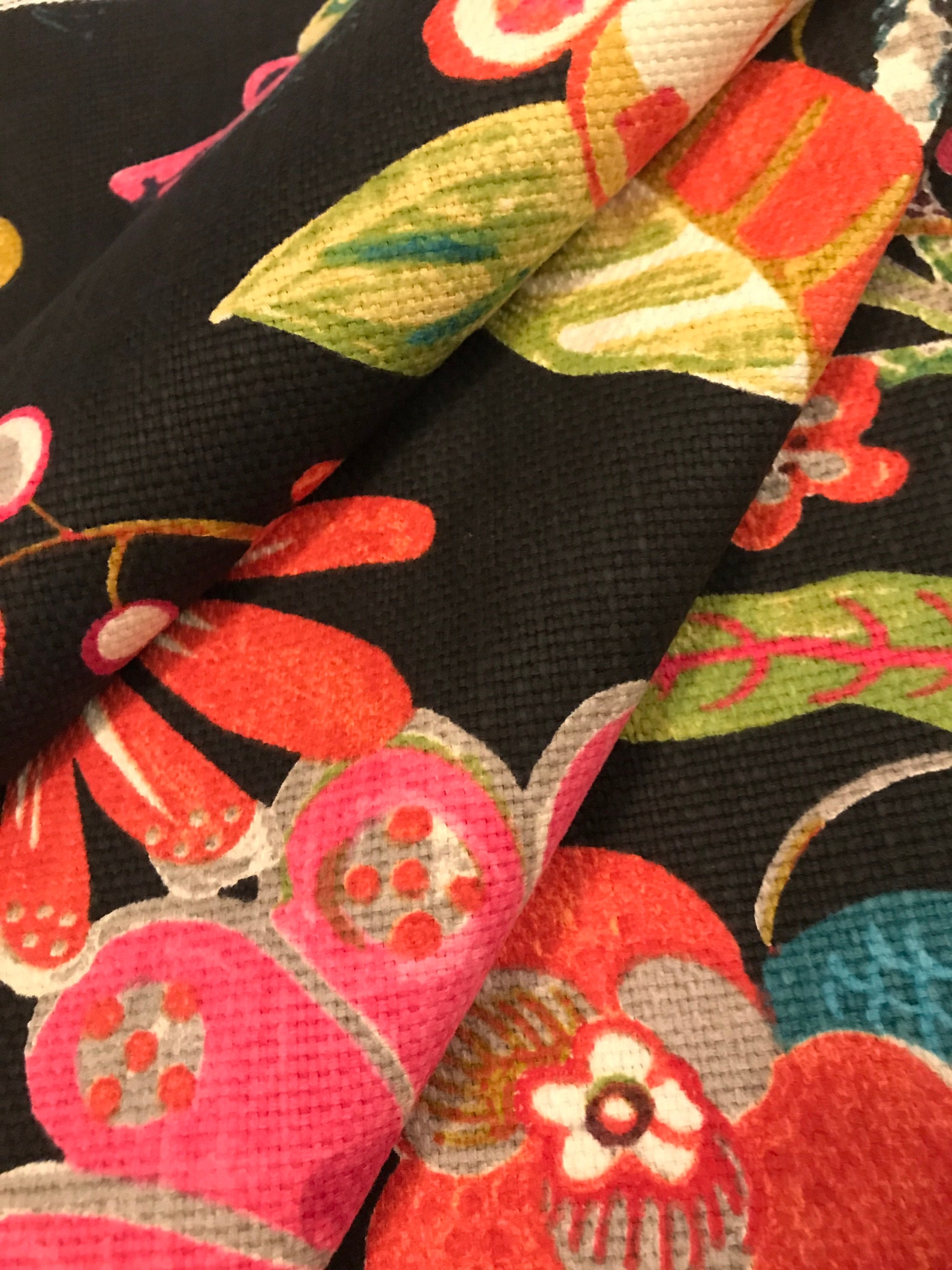 Bold Floral Fabric Remnant, Tropical Colors, Crafts Sewing Quilting ...