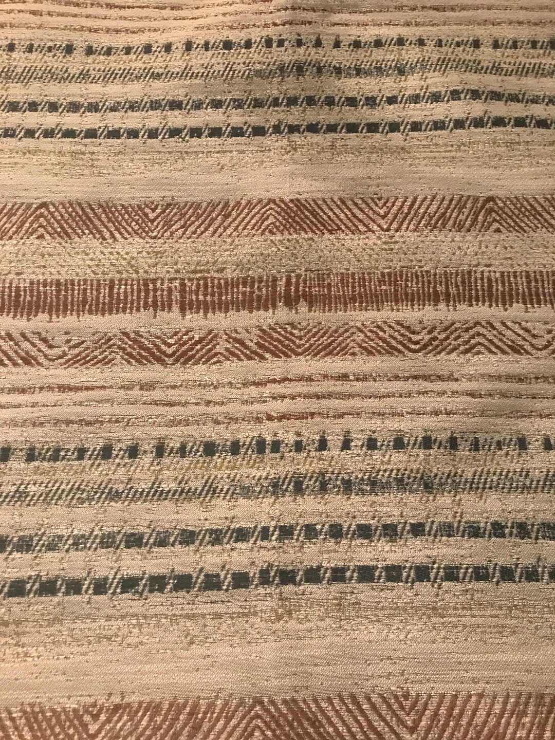 Crypton Fabric Sample: Stain Resistant Abstract Stripes, Aqua & Brown ...