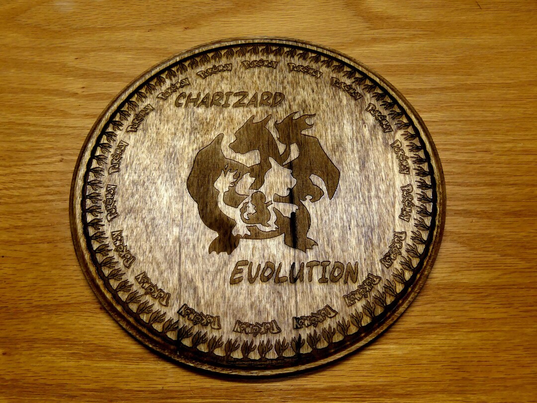 Charizard Evolution Laser Engraved Wood Plaque Fan Art - Etsy
