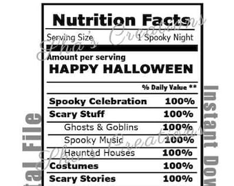 Halloween Nutrition Fact Label - Etsy