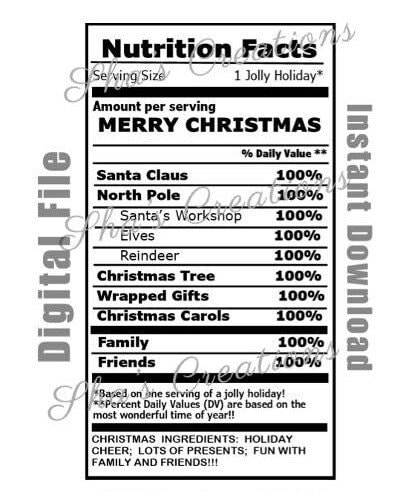 Merry Christmas Nutrition Facts - Etsy