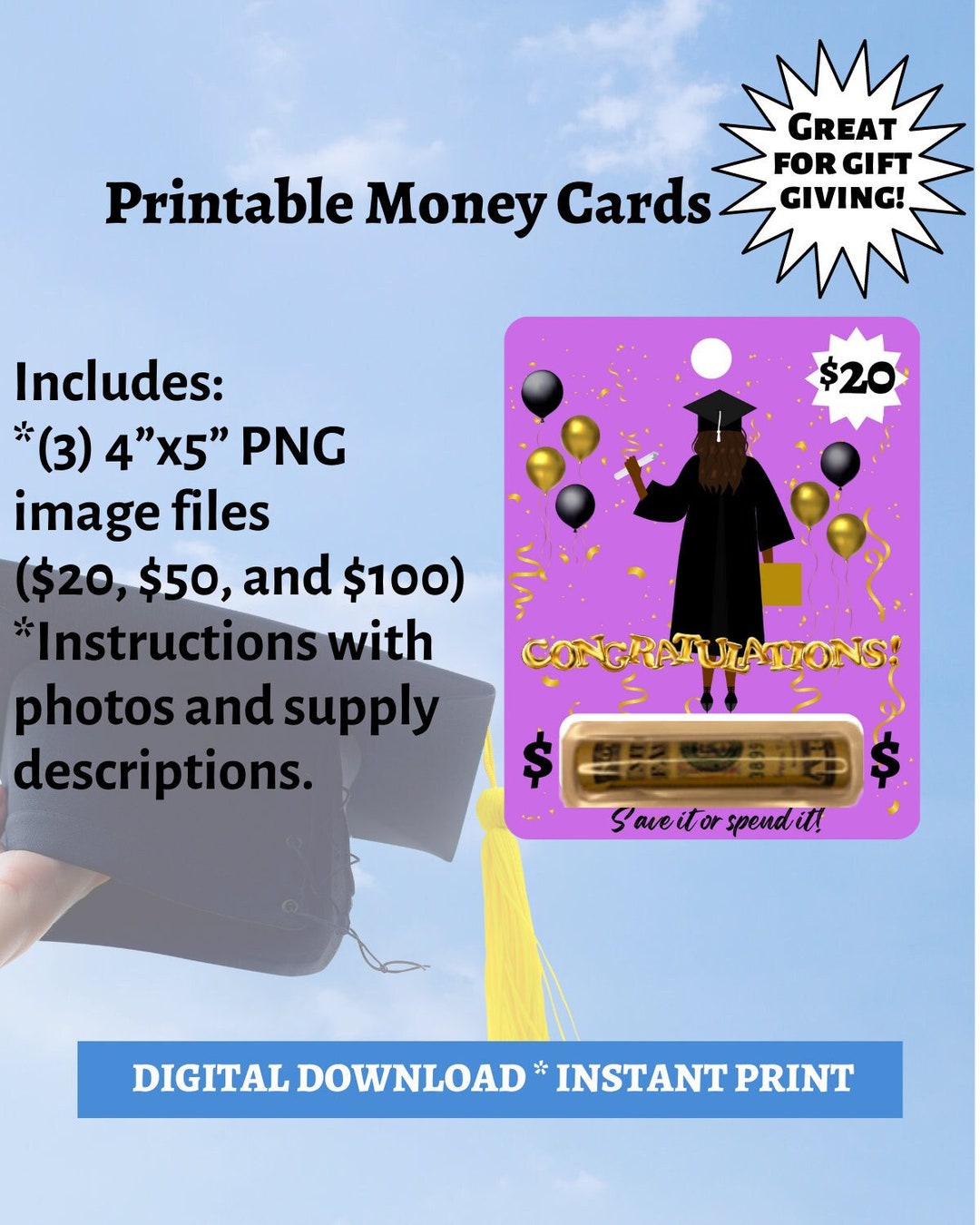Printable Money Card - Etsy