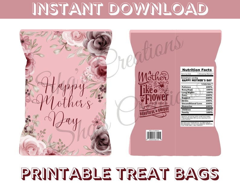 Printable Mother's Day Treat Bag - Etsy
