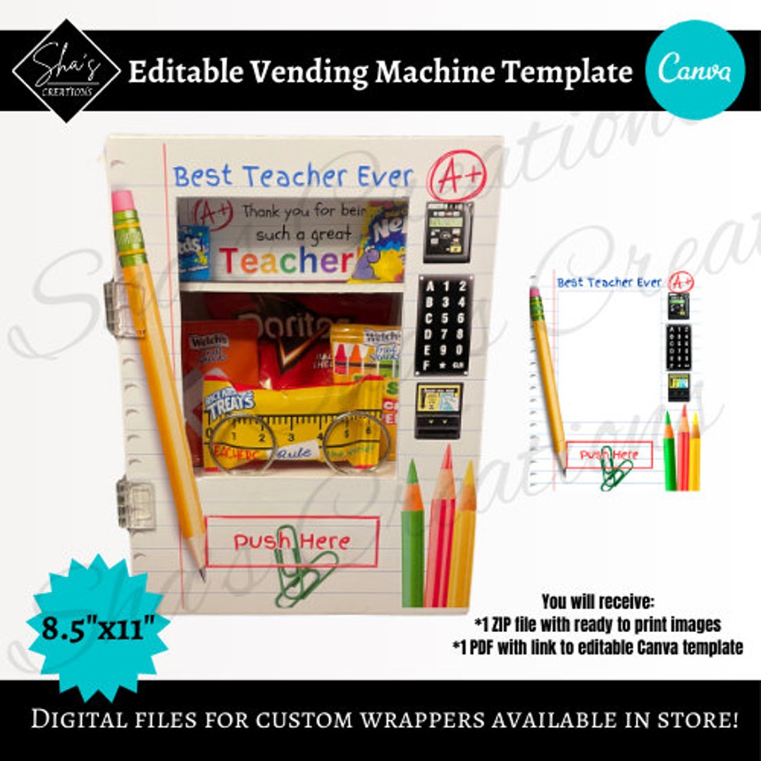 Teacher Appreciation Vending Machine Template 8x10 Digital Download - Etsy