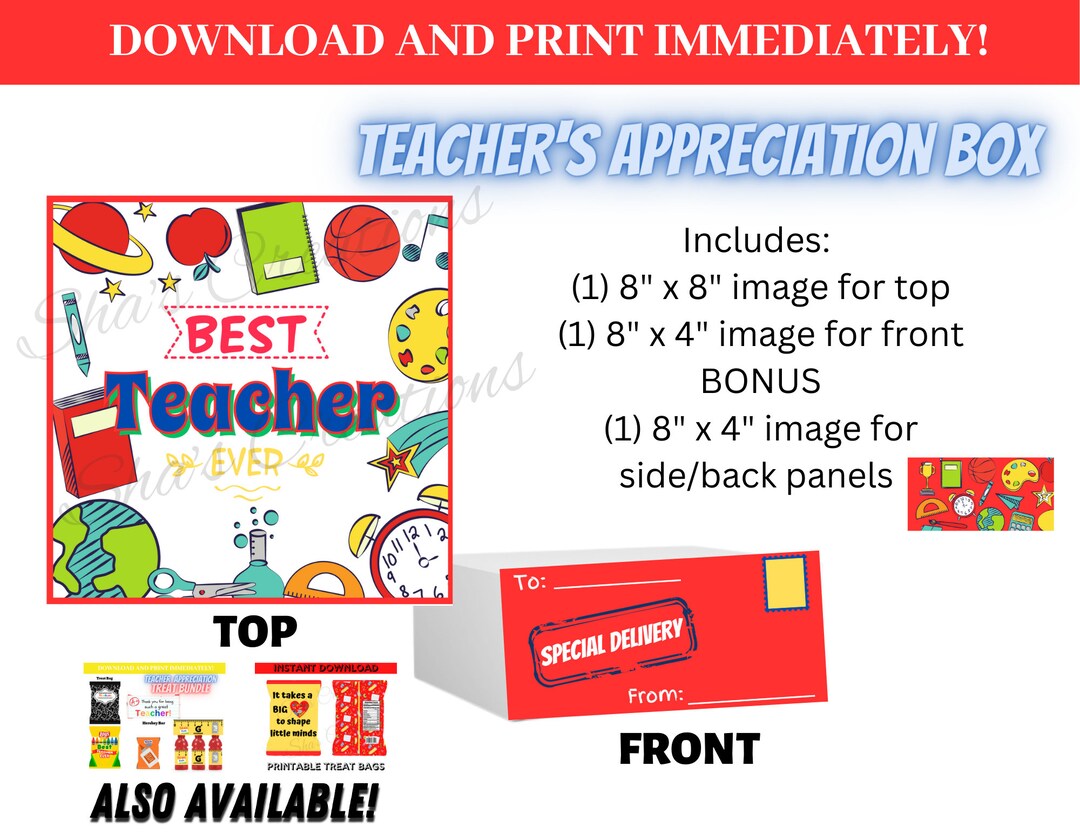 Printable Teacher Appreciation Box Labels - Etsy