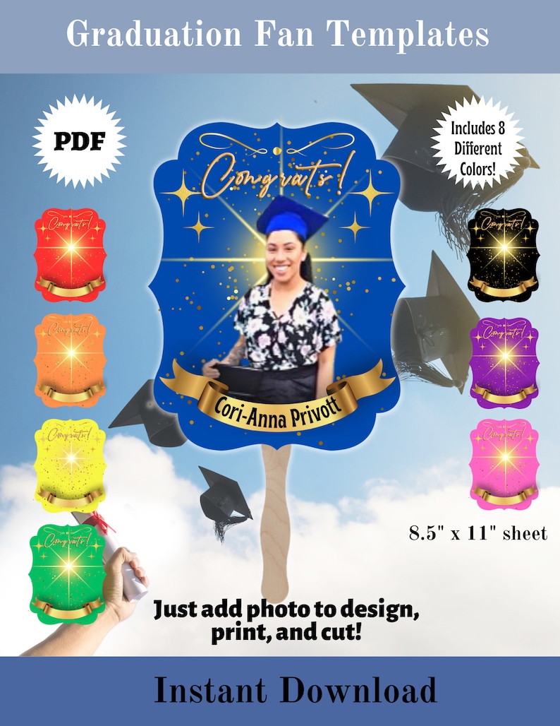 Graduation Fan Template Printable, Custom Graduation - Etsy
