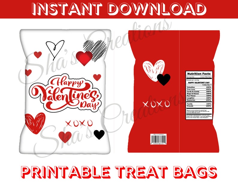 Printable Valentine's Treat Bag - Etsy