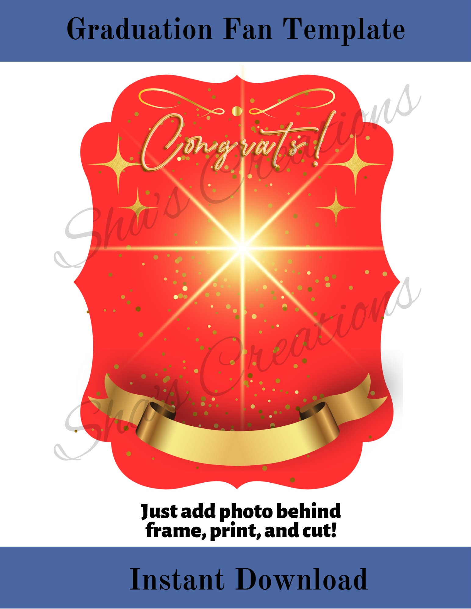 Graduation Fan Template Printable, Custom Graduation - Etsy