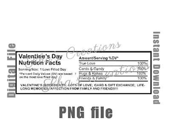 Kids Valentine's Day Nutrition Facts - Custom Label - Chip Bag - Candy ...