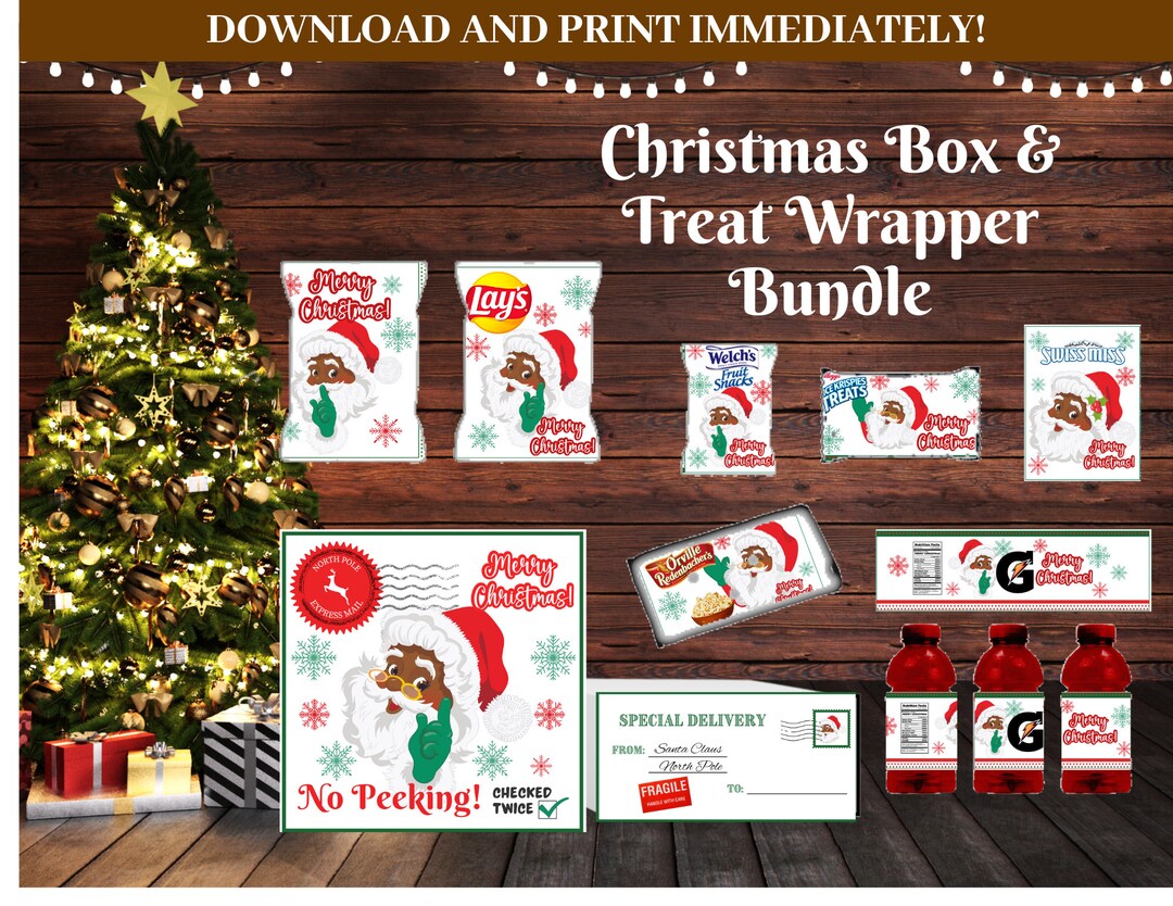 Printable Christmas Box and Wrapper Bundle - Etsy