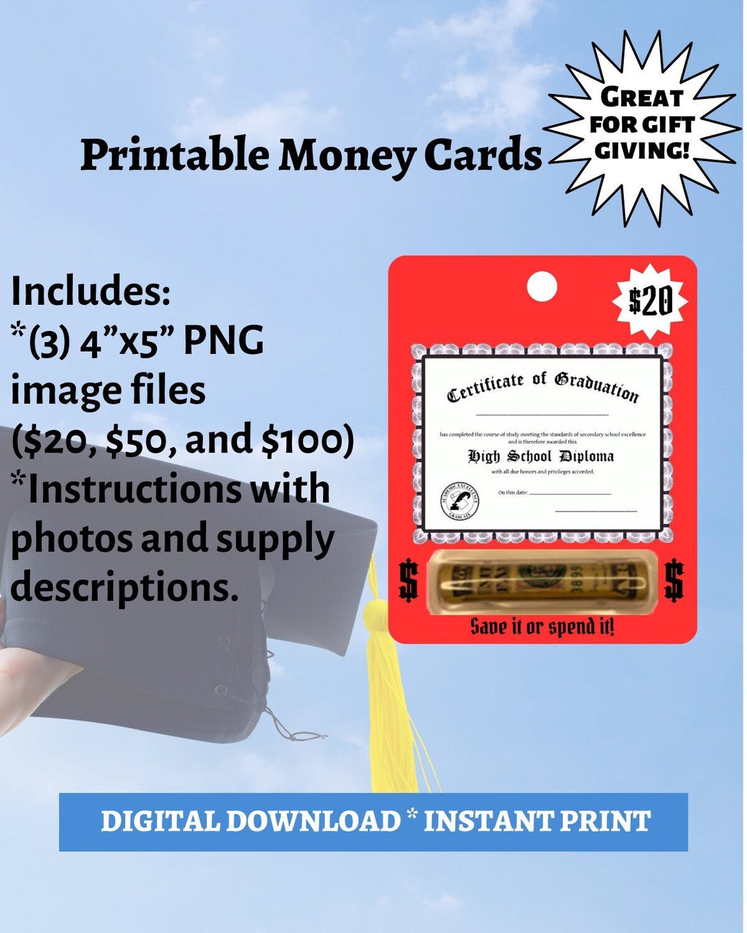 Printable Money Card - Etsy
