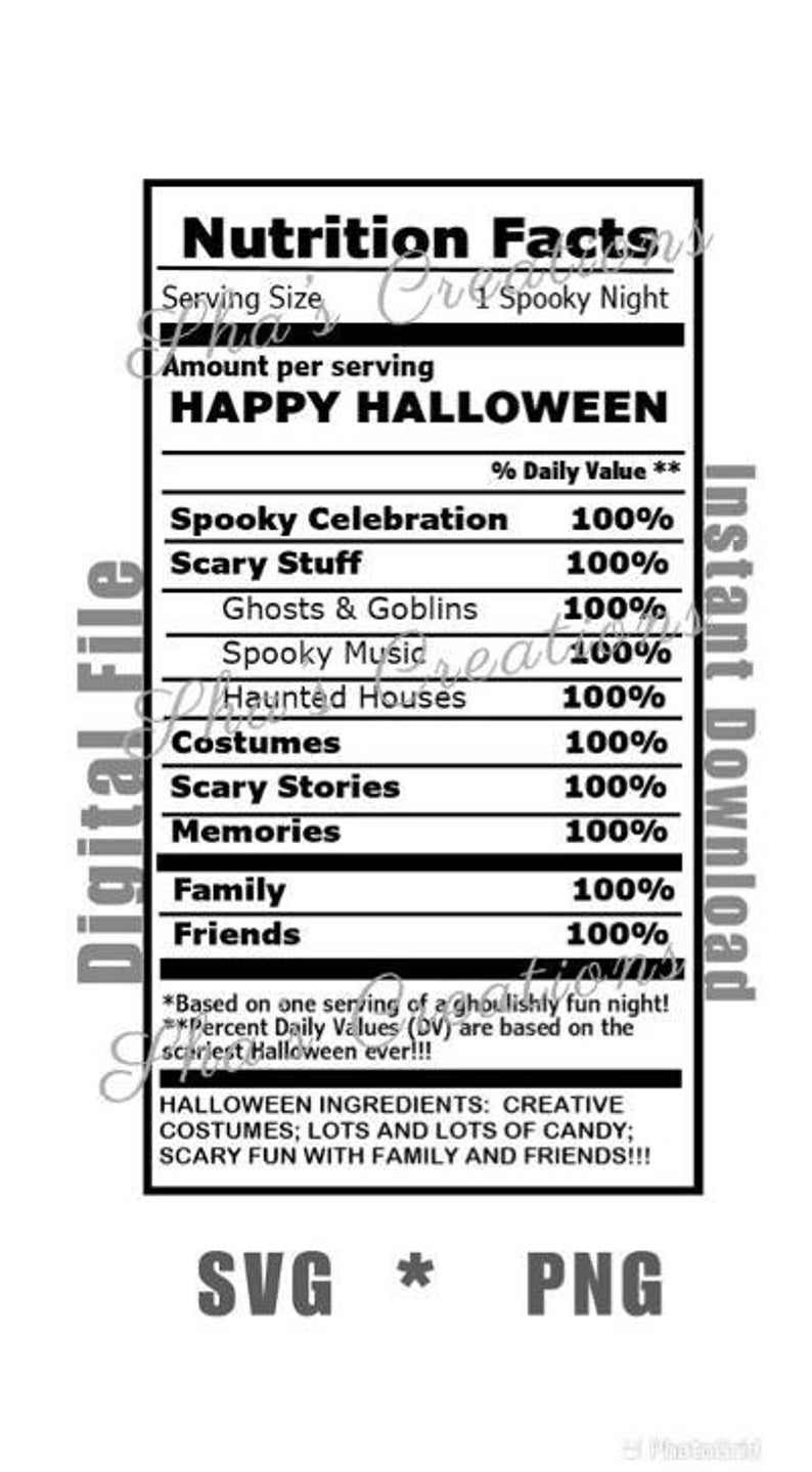 Halloween Nutrition Facts - Etsy