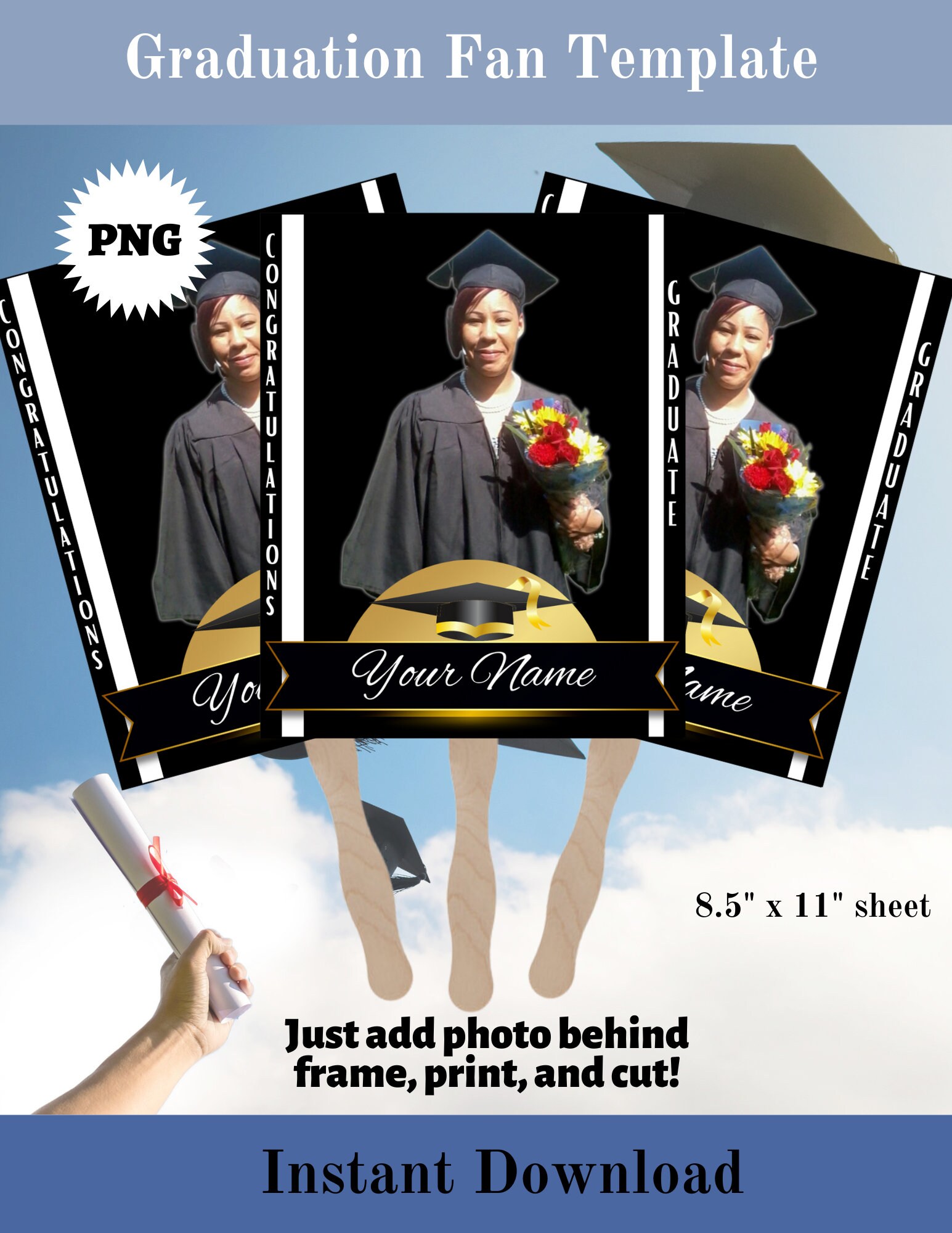 Graduation Fan Template Class of 2023 Printable - Etsy