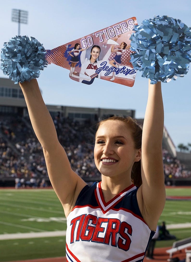 Personalized Photo Cheer Stick With Pom Poms - Etsy