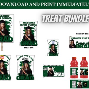 Custom Graduation Bundle Printable Fans Treat Wrappers - Etsy