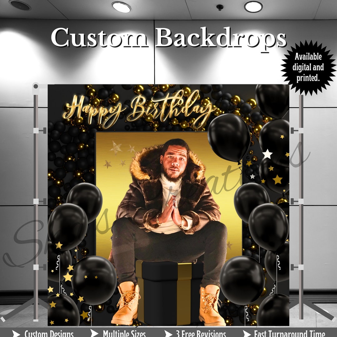 Custom Birthday Backdrop: Personalized Photo Banner (digital or Printed ...