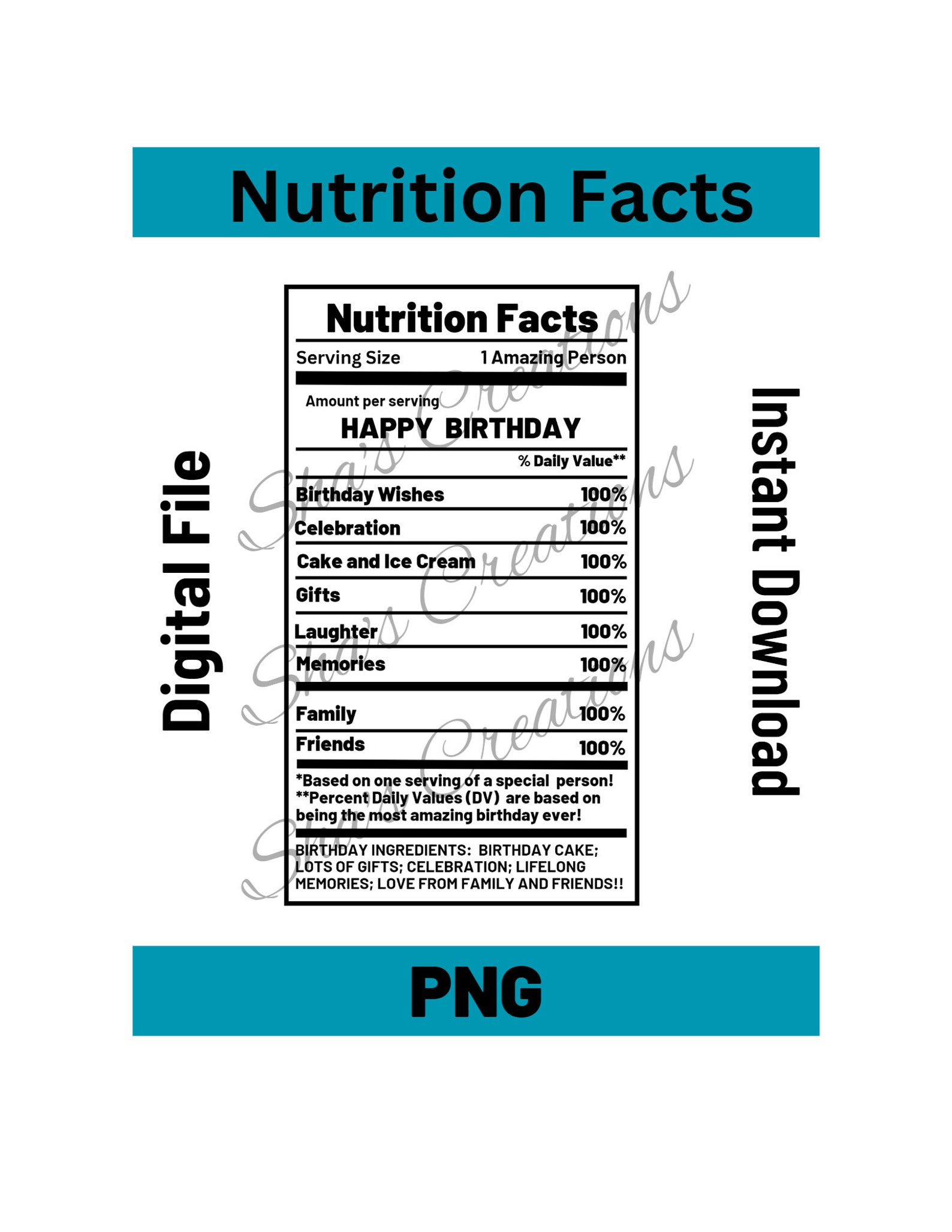 Birthday Nutrition Facts Label Unisex - Etsy