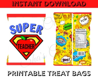 Teacher Gift Ideas Chip Bag Candy Bar Coffee Fruit Snacks Teacher ...